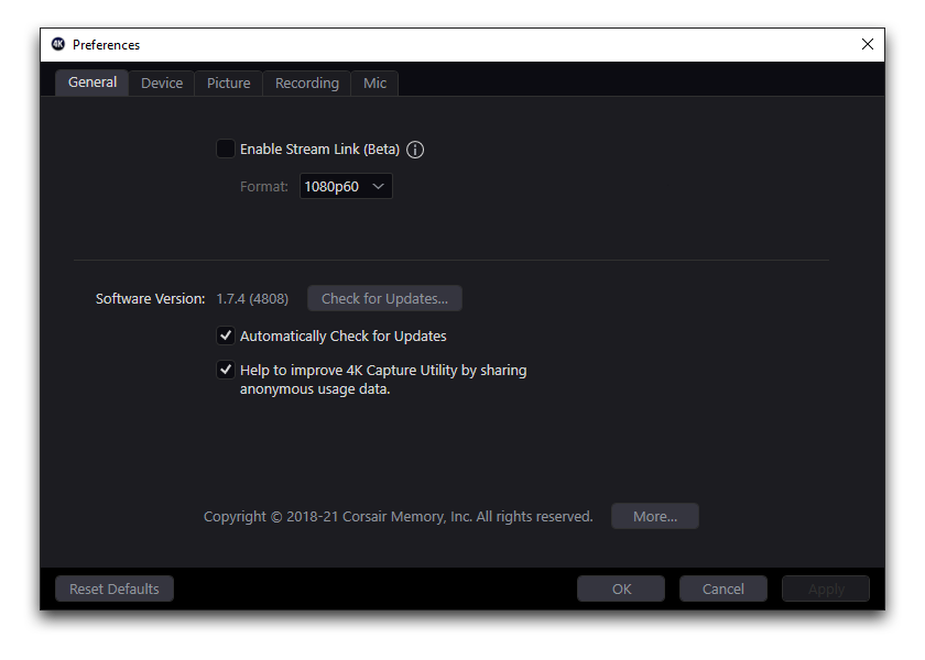 Elgato 4K Capture Utility — Software Interface – Elgato
